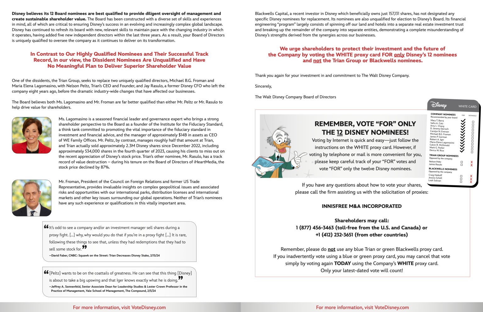 Disney Board Of Directors Sends Letter To Shareholders Highlighting ...
